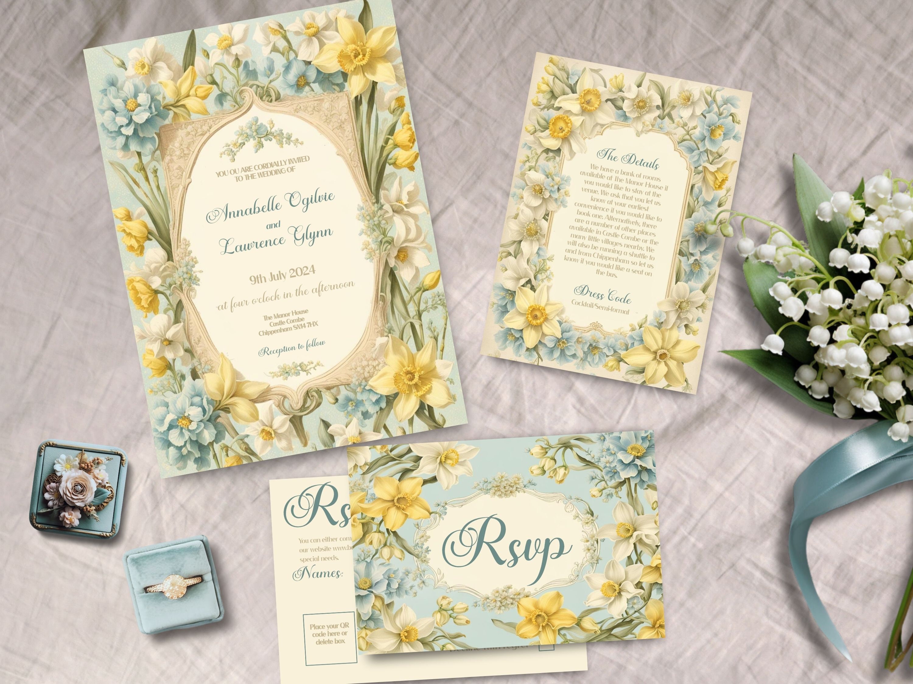 Daffodil Wedding Bundle, INSTANT DOWNLOAD, Edwardian, Victorian ...