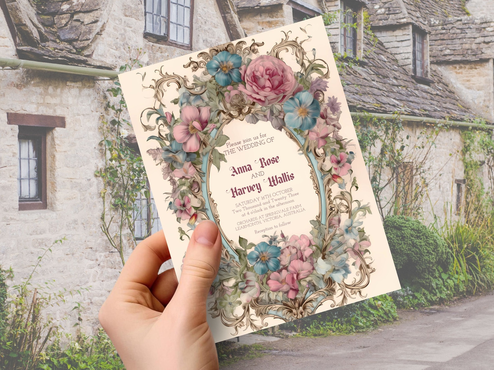Victorian Wedding Invitation, INSTANT DOWNLOAD, Vintage Floral Invite ...