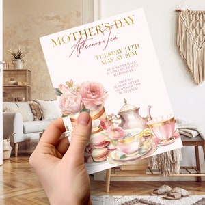 Mother's Day Party, Tea Party Invitation, INSTANT DOWNLOAD, Regency ...