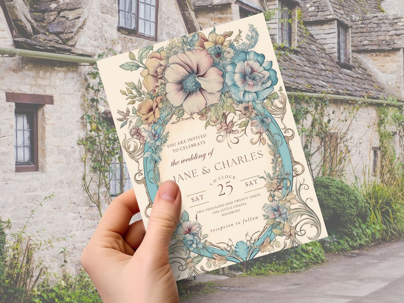 Victorian Wedding Invitation, INSTANT DOWNLOAD, Victorian Floral ...