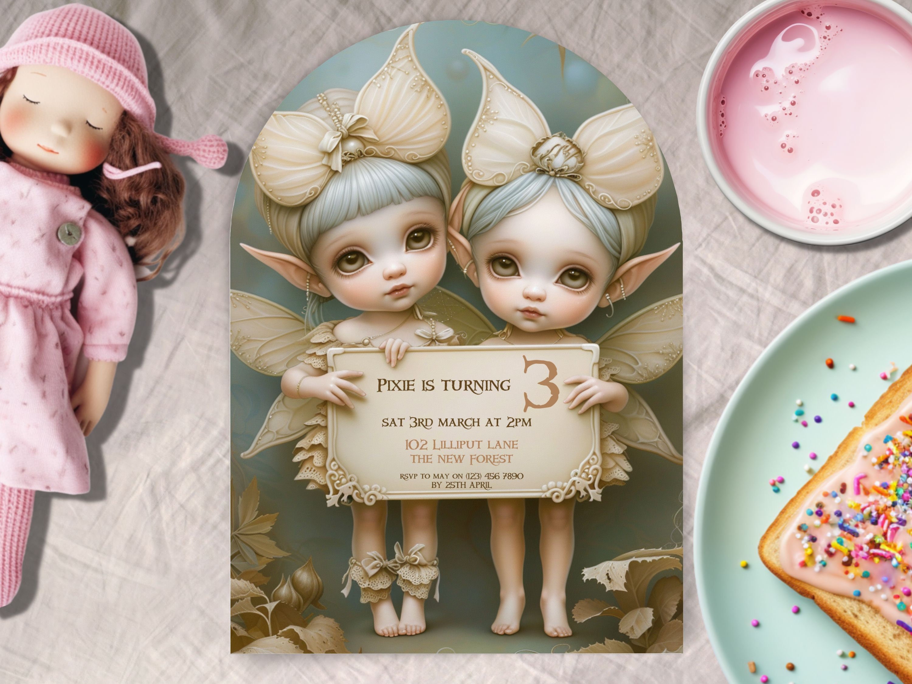 3rd Birthday Party Invitation, INSTANT DOWNLOAD, Girl Turning Three ...