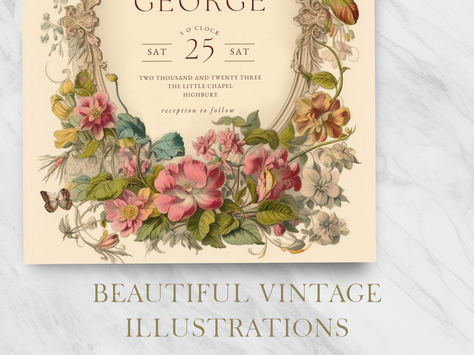 Victorian Wedding Thank You Card, INSTANT DOWNLOAD, Victorian Floral ...