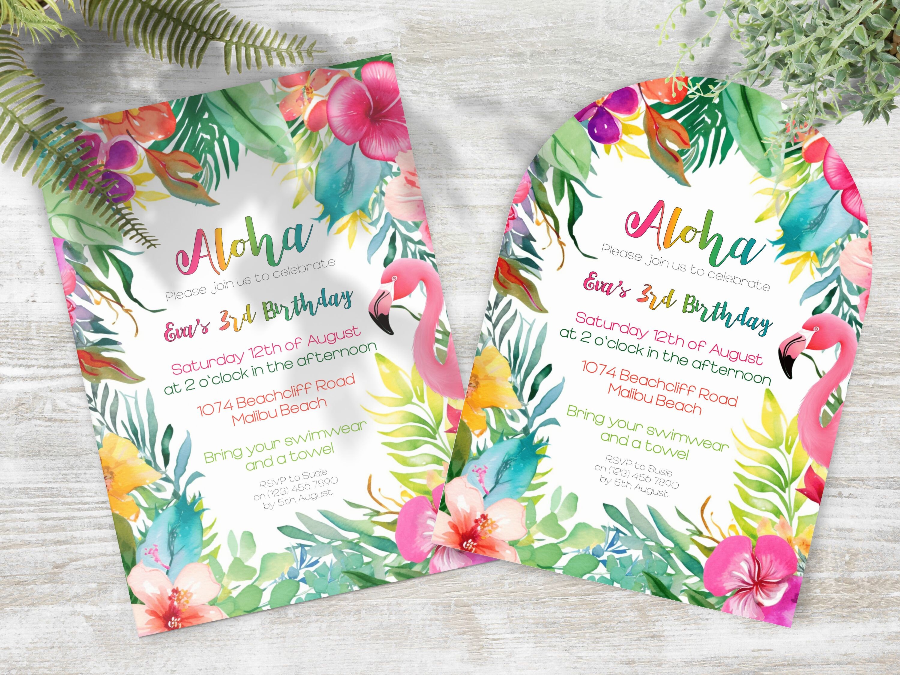 Flamingo Birthday Invitation INSTANT DOWNLOAD Tropical Party - Etsy