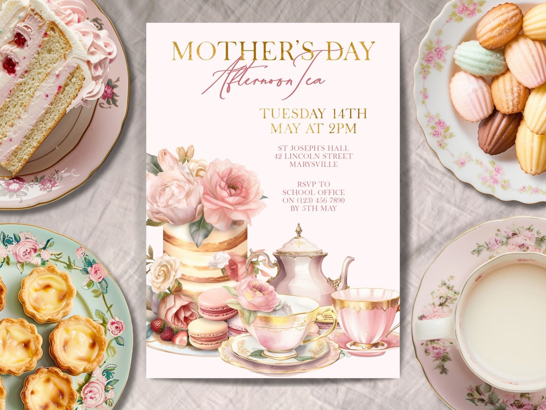 Mother's Day Party, Tea Party Invitation, INSTANT DOWNLOAD, Regency ...