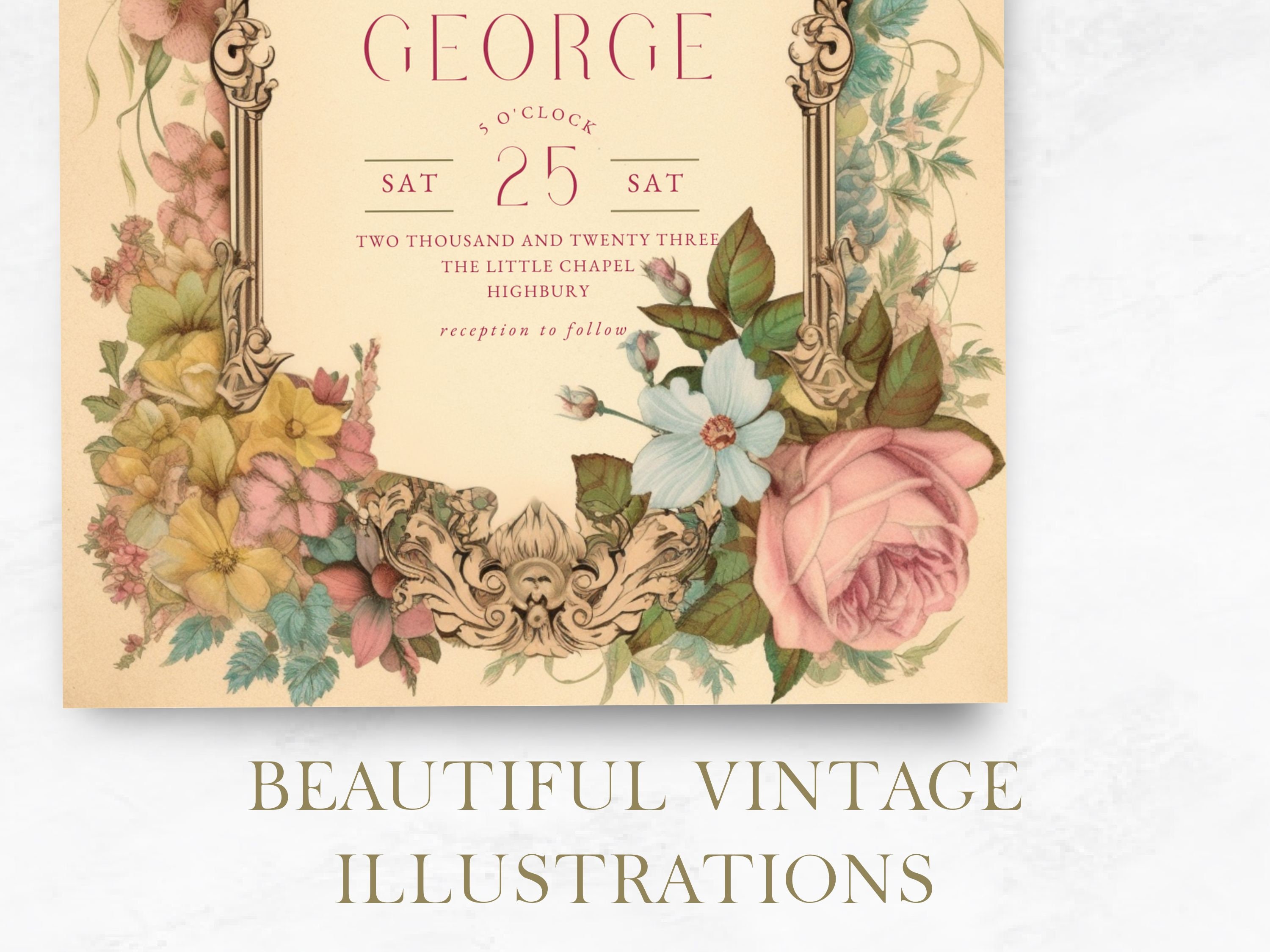 Victorian Wedding Invitation, INSTANT DOWNLOAD, Victorian Floral ...