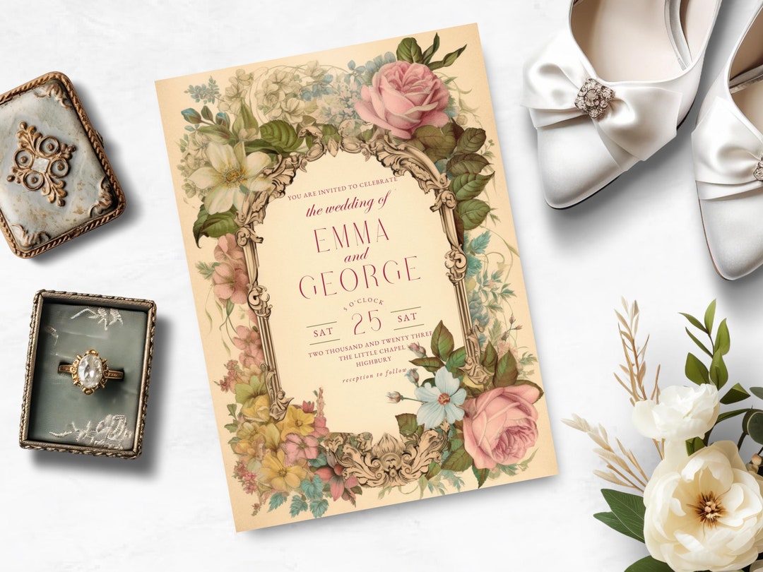 Victorian Wedding Invitation, INSTANT DOWNLOAD, Victorian Floral ...