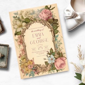 Victorian Wedding Invitation, INSTANT DOWNLOAD, Victorian Floral ...
