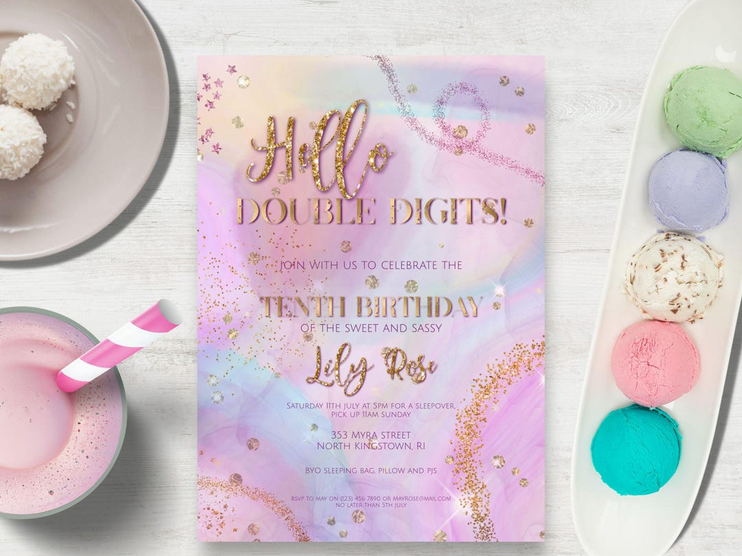 Double Digits Invitation, INSTANT DOWNLOAD, Girls 10th Birthday Party ...