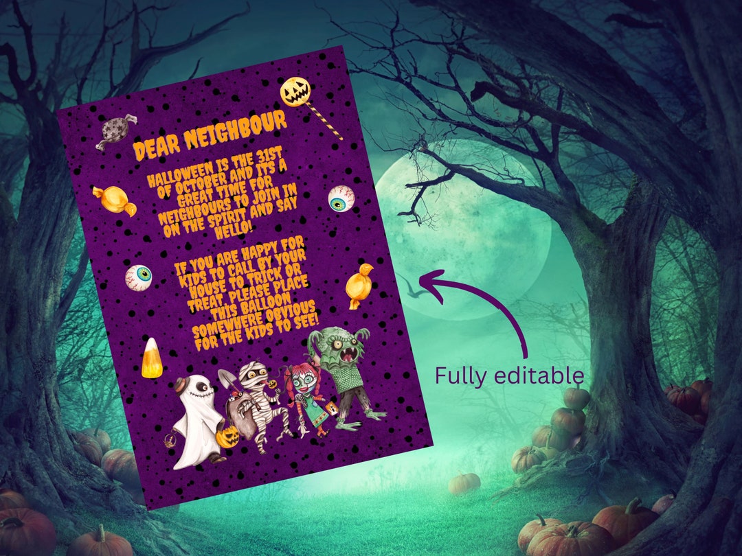 Halloween Neighbours Letter INSTANT DOWNLOAD Fully Editable Canva ...