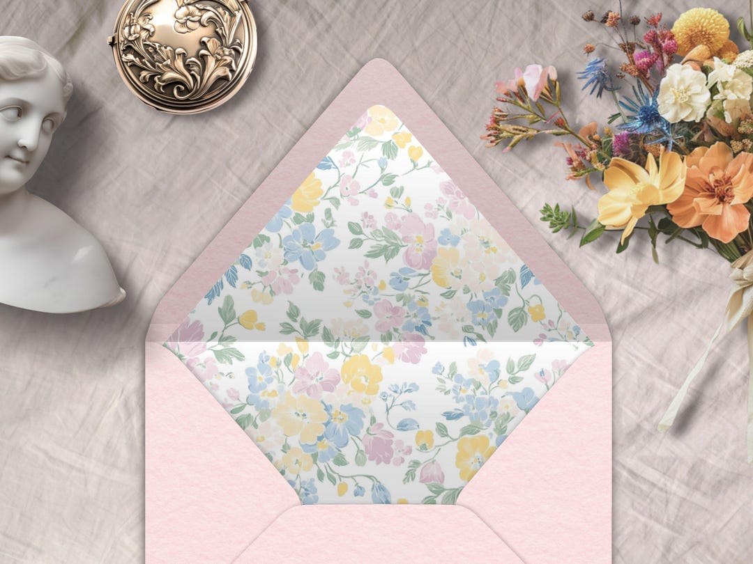 Coquette Envelope Liners, INSTANT DOWNLOAD, Floral Envelope Liner, Pink ...