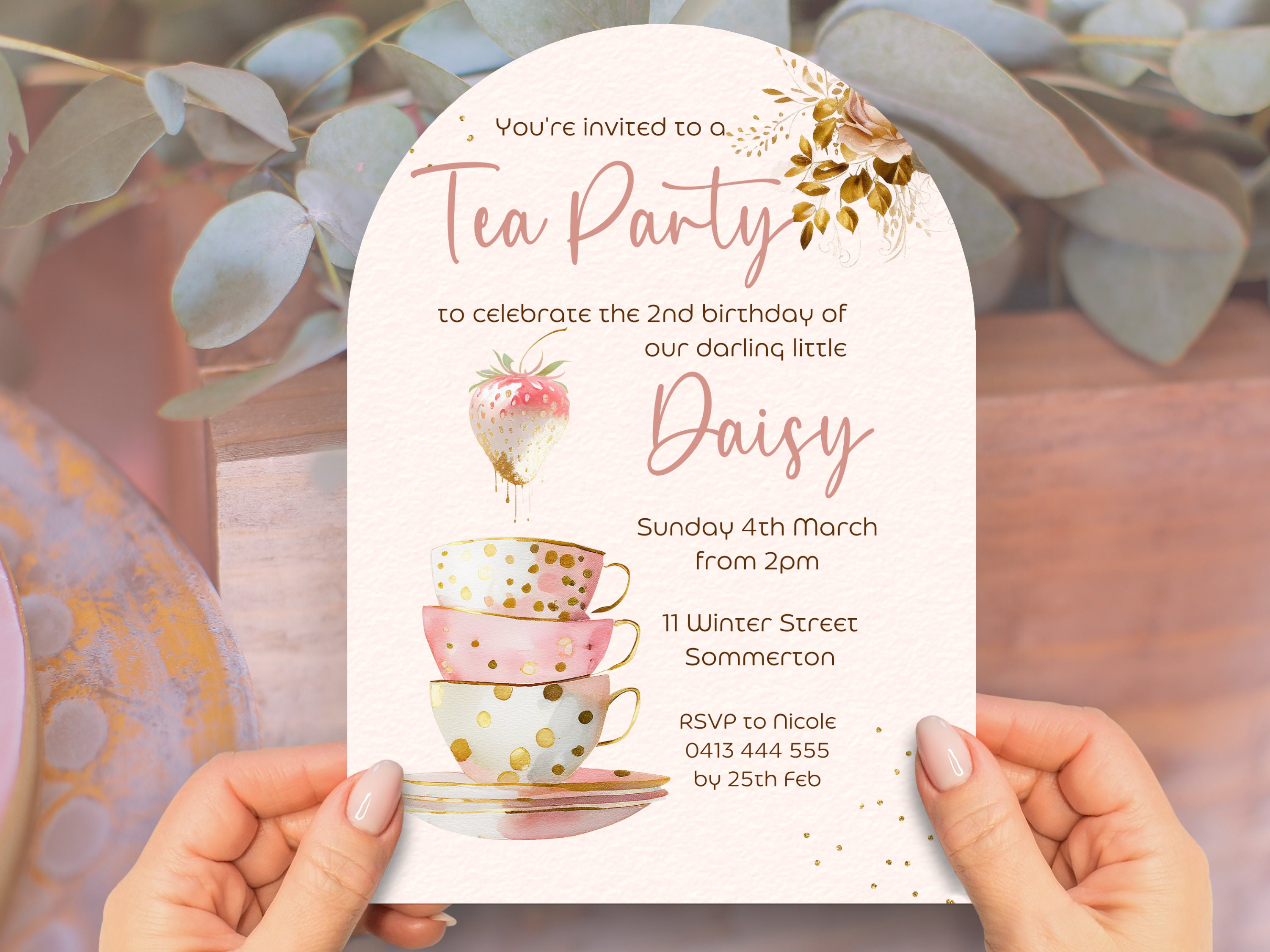 Whimsical Tea Party Invitation for Any Age INSTANT DOWNLOAD Pink Floral ...