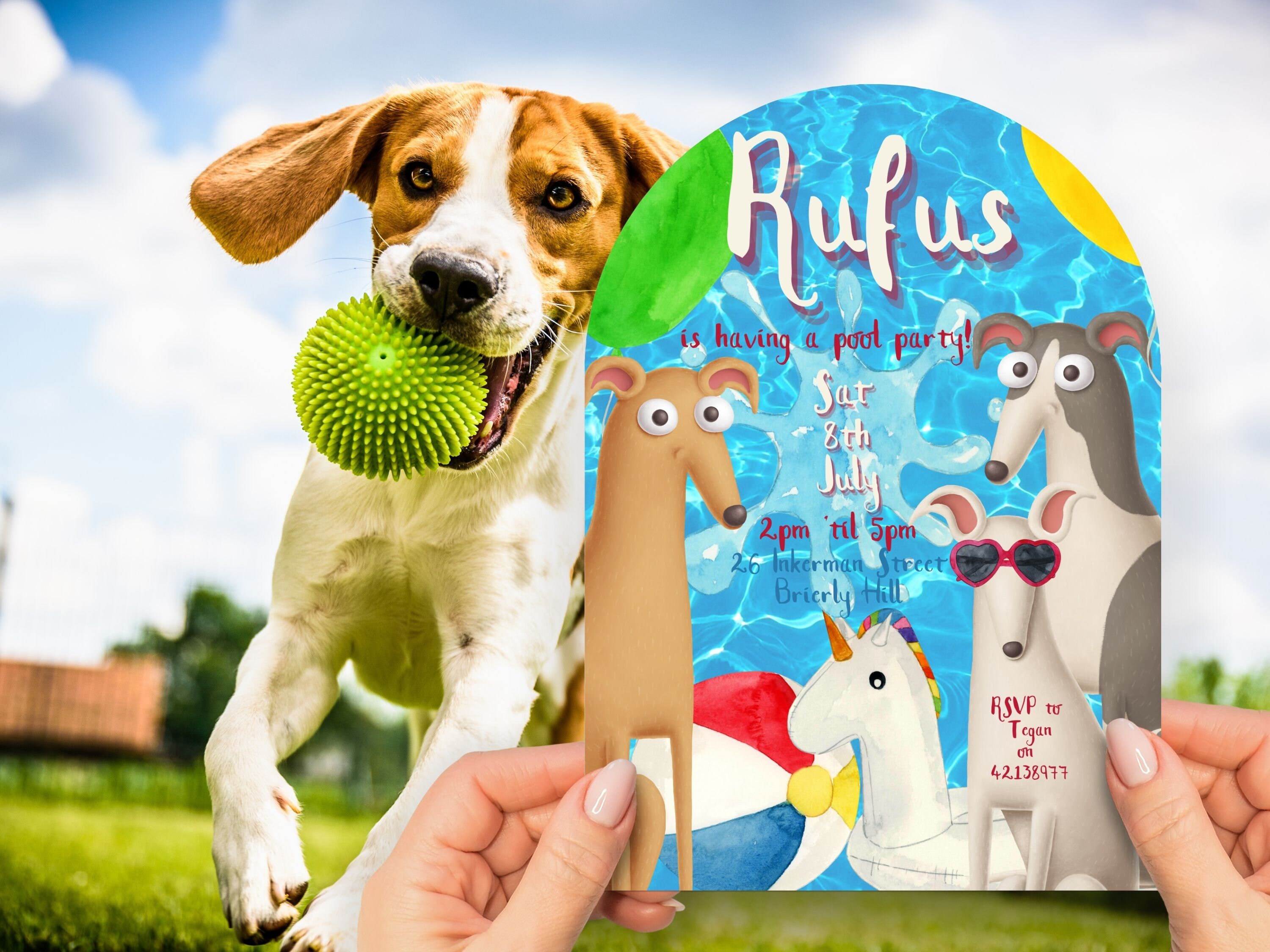 Pool Paw-ty Invitation, Puppy Birthday Party INSTANT DOWNLOAD Doggo ...