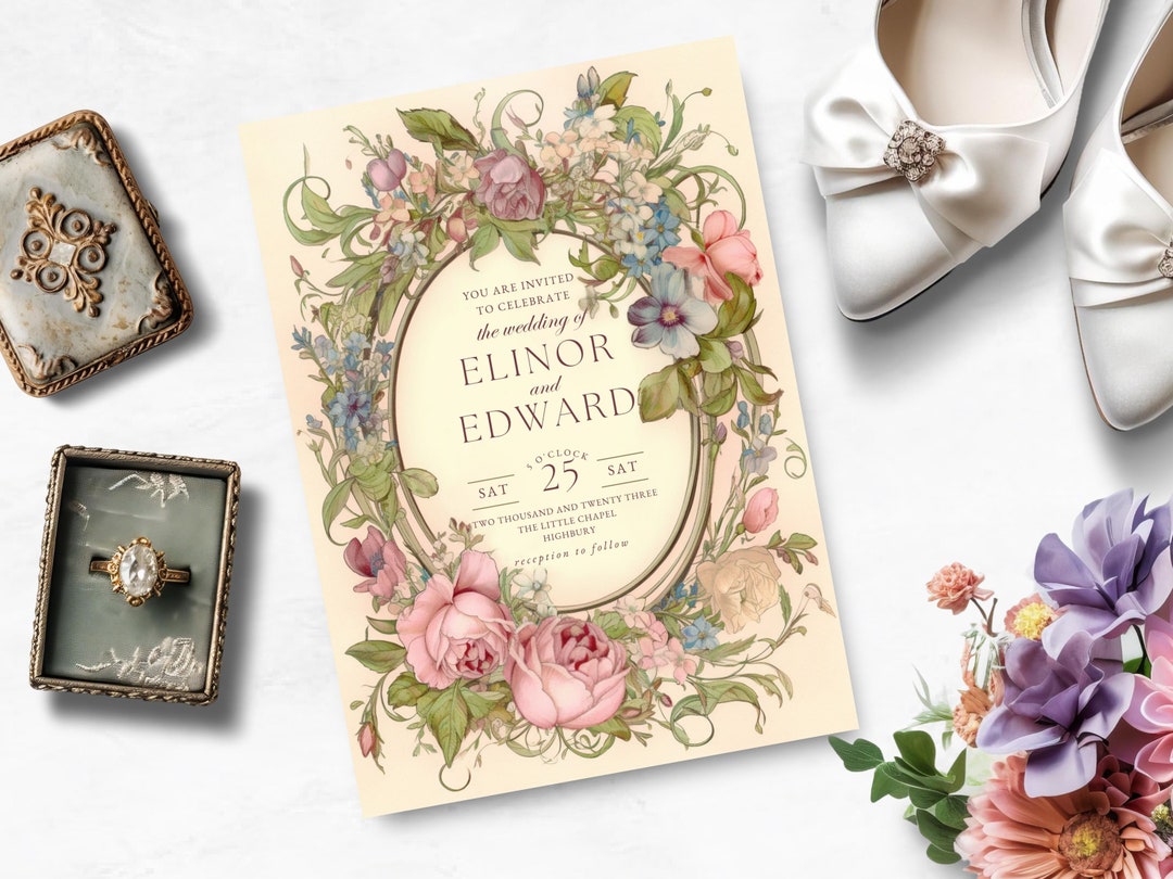 Victorian Wedding Invitation, INSTANT DOWNLOAD, Victorian Floral ...