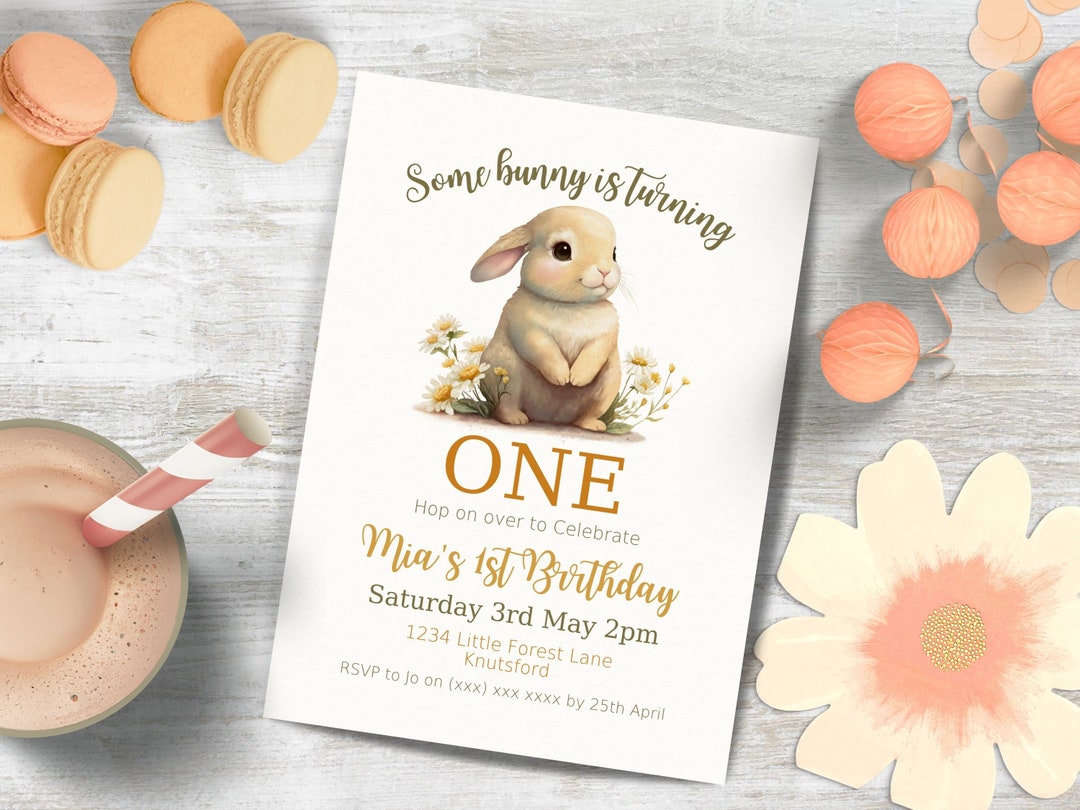 Some Bunny is Turning One Birthday Invitation INSTANT DOWNLOAD Cute ...