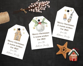 EDITABLE Joyeux Noel Merry Christmas Gift Tags, Printable Joyeux Noel ...