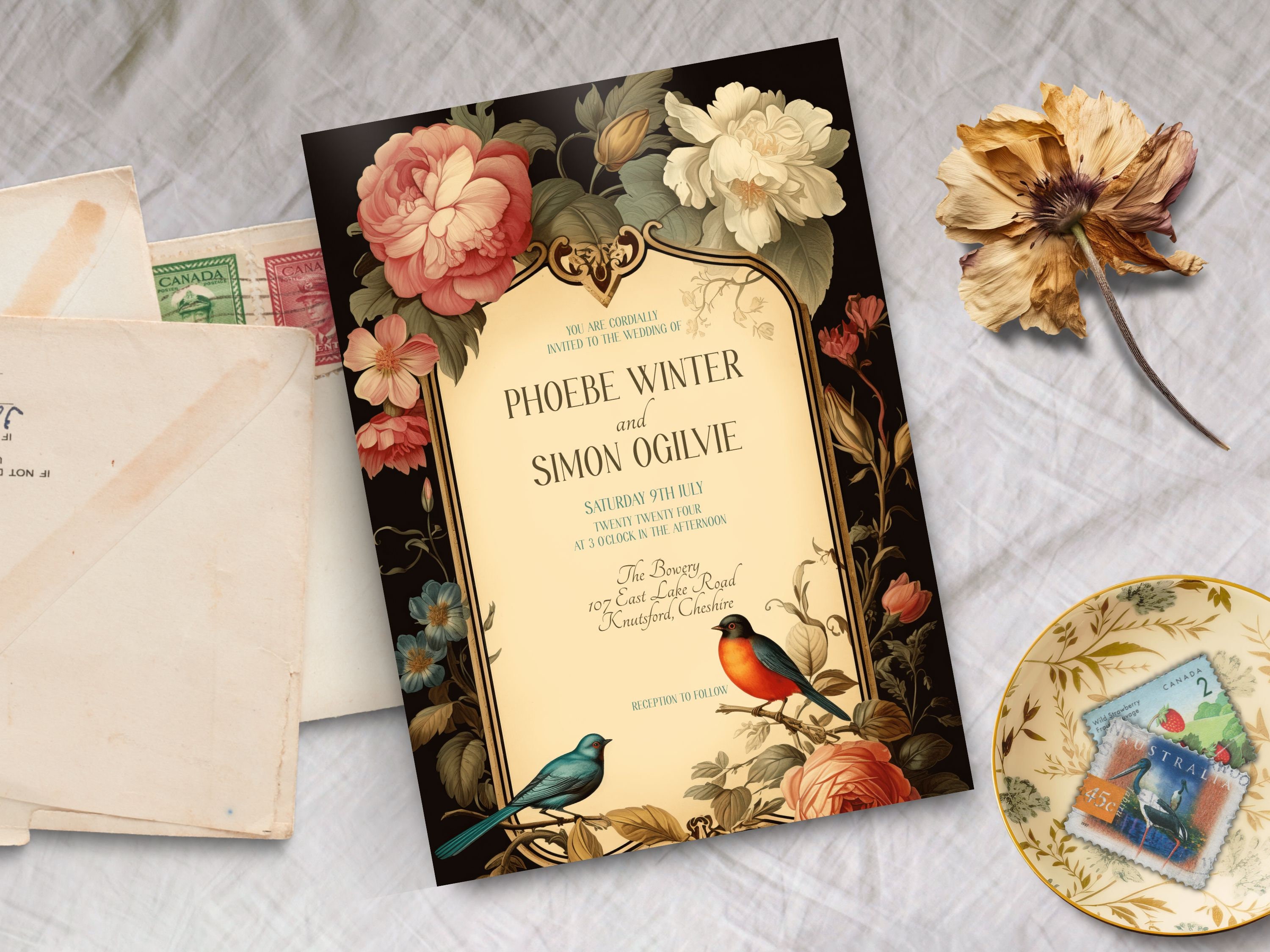 Victorian Wedding Invitation, INSTANT DOWNLOAD, Vintage Floral Invite ...