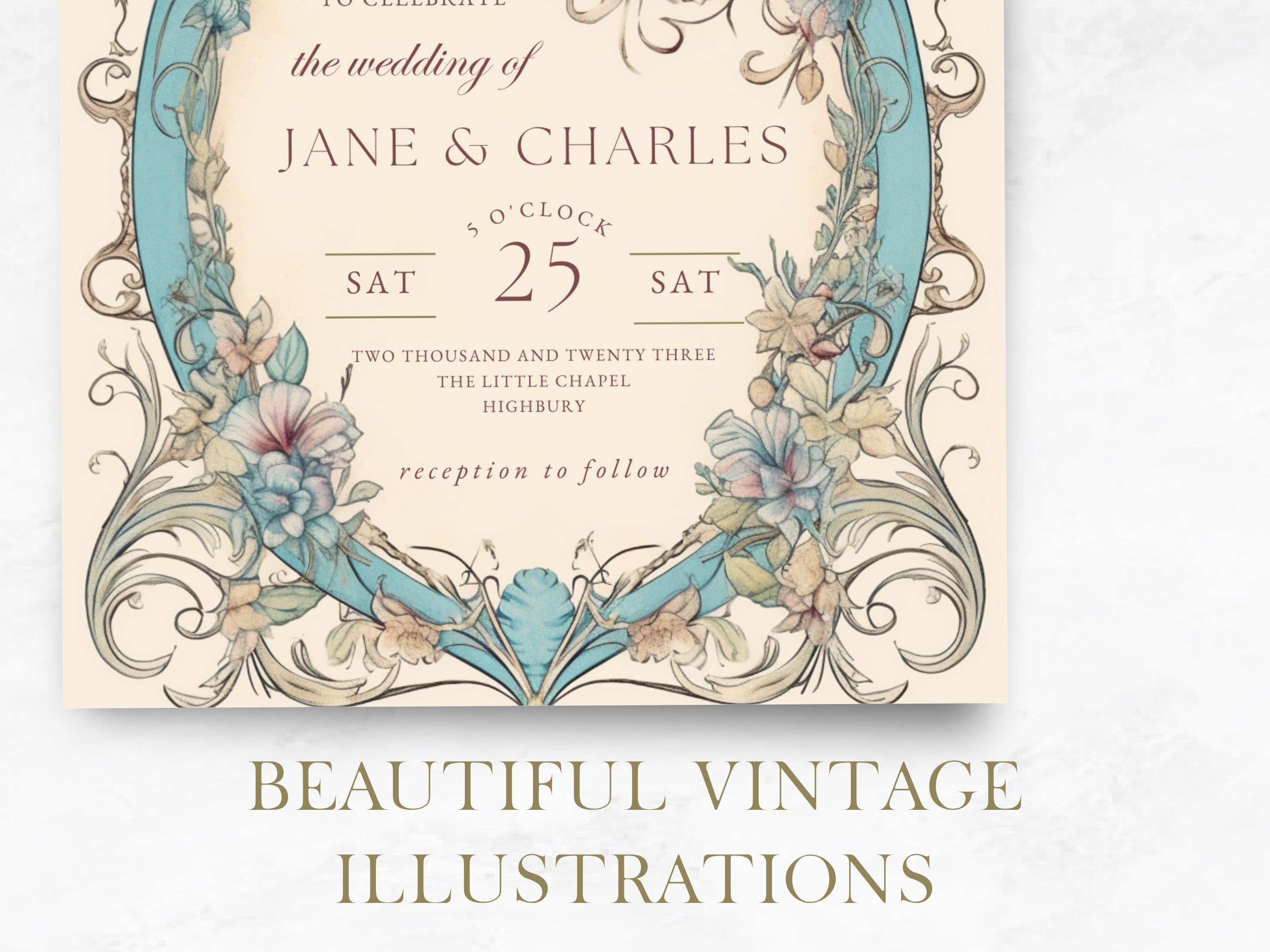 Victorian Wedding Invitation, INSTANT DOWNLOAD, Victorian Floral ...