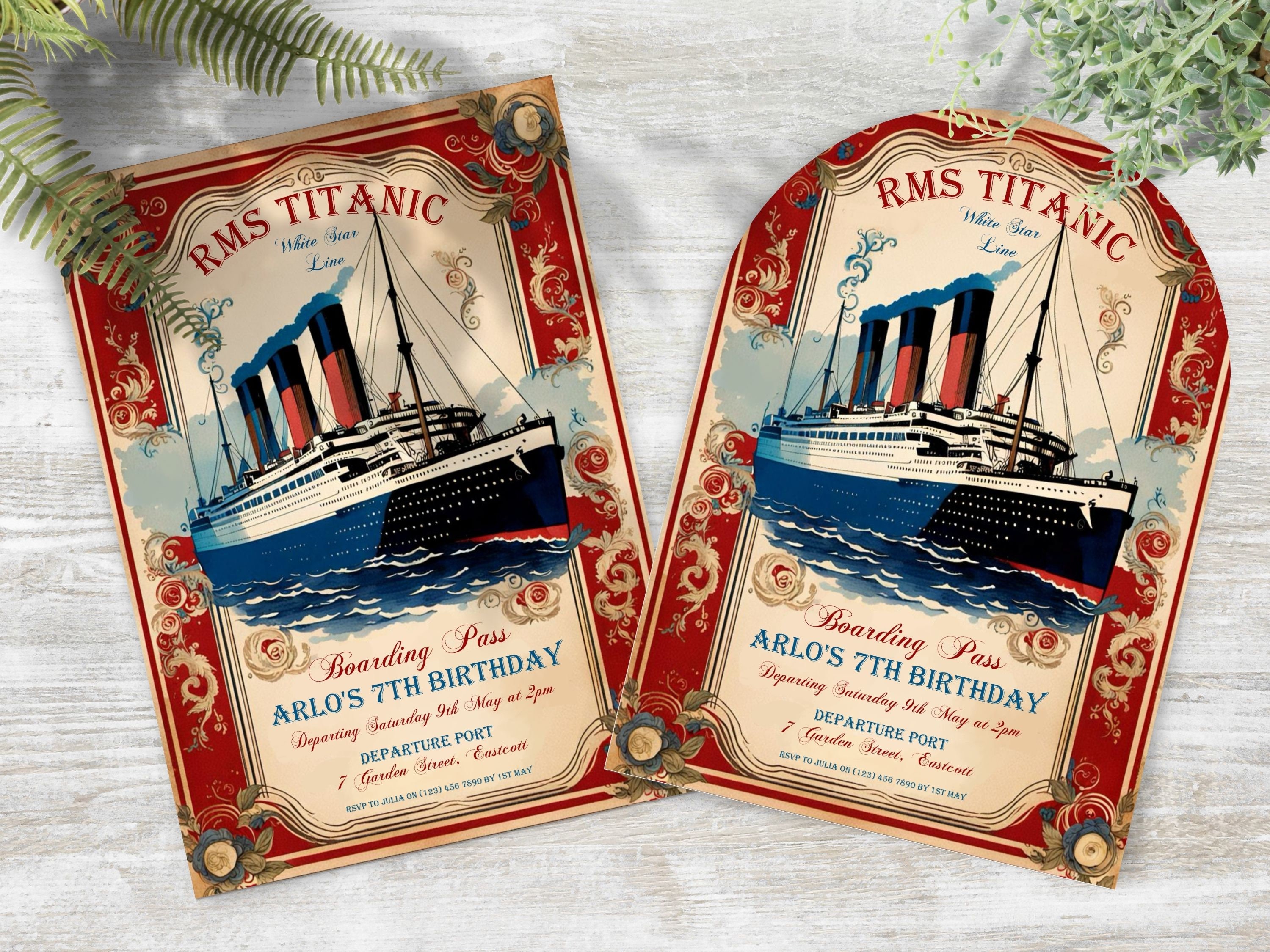 Titanic Birthday Party Invitation, INSTANT DOWNLOAD, Vintage Travel ...