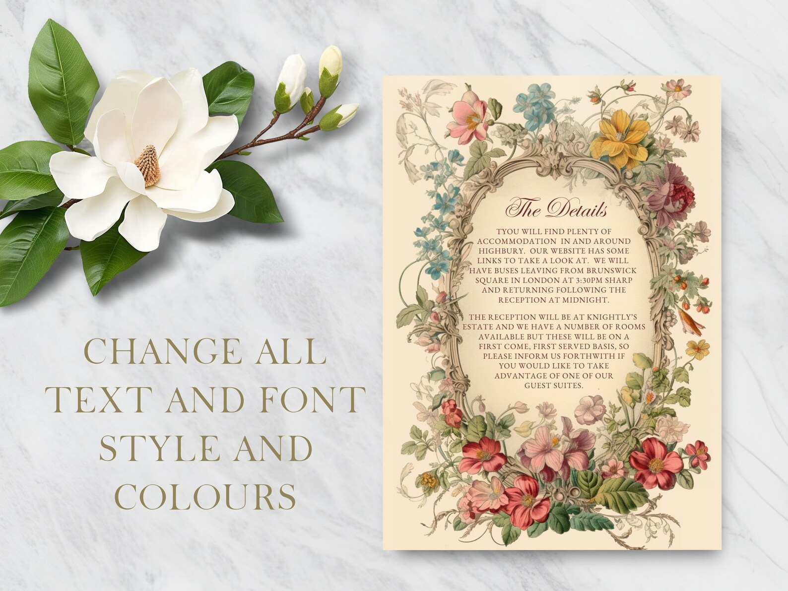 Victorian Wedding Thank You Card, INSTANT DOWNLOAD, Victorian Floral ...