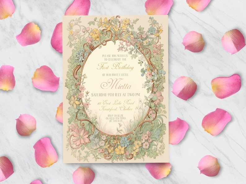 Victorian Birthday Invitation, INSTANT DOWNLOAD, Botanical Invite ...
