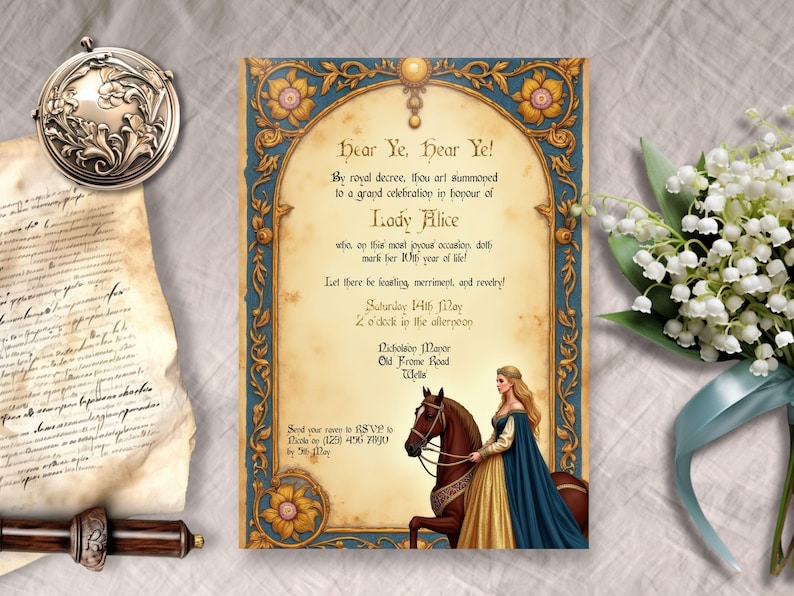Medieval Birthday Party Invite, INSTANT DOWNLOAD, Fantasy Invite for ...