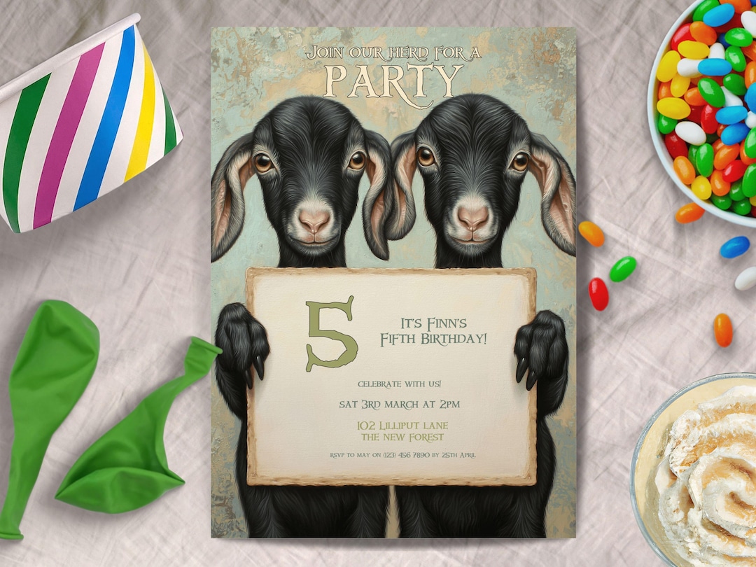 Nubian Goat Party Invitation, INSTANT DOWNLOAD, Join the Herd, Billy ...