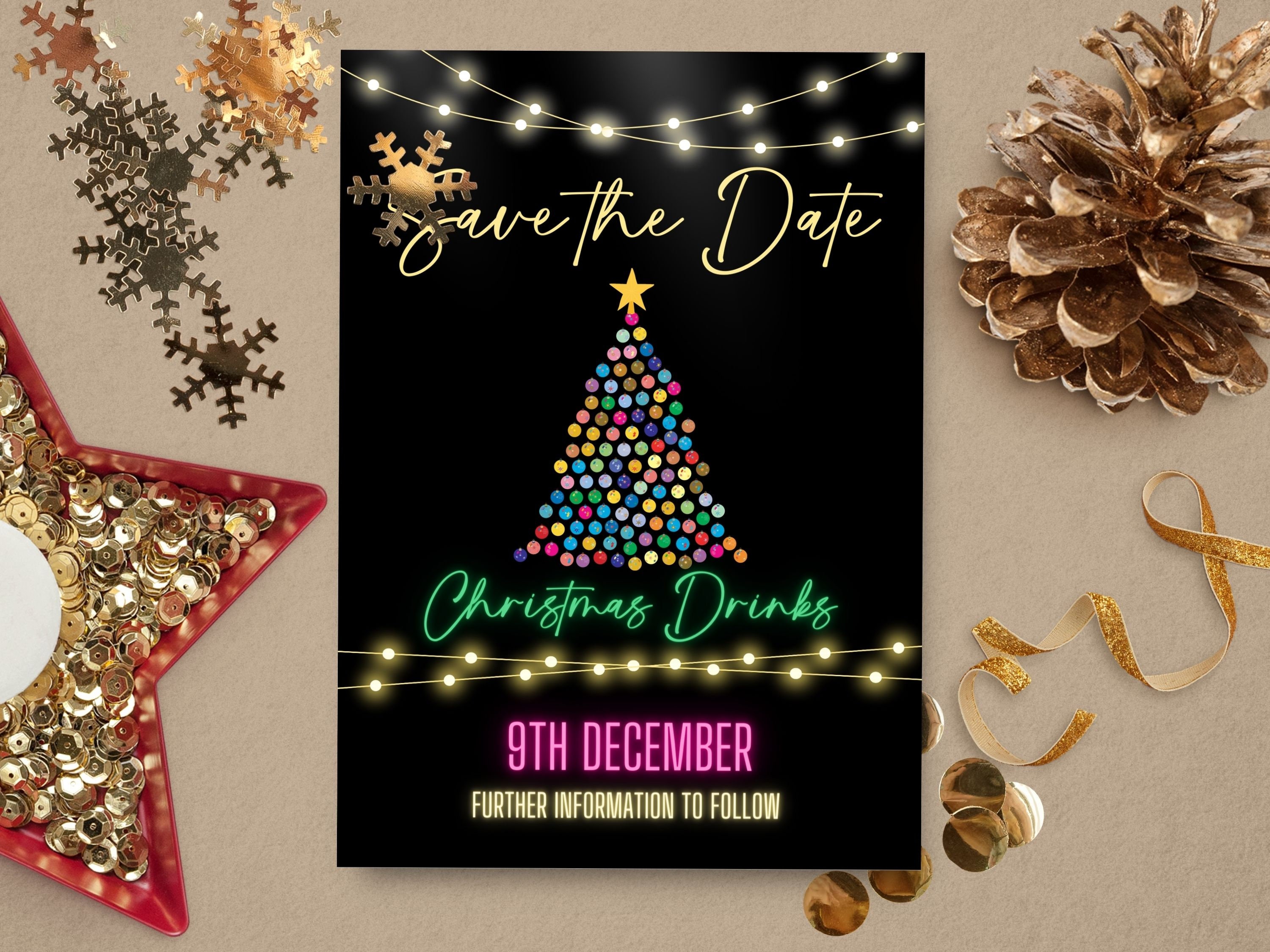 Christmas Save the Date, INSTANT DOWNLOAD, Christmas Party, Christmas ...