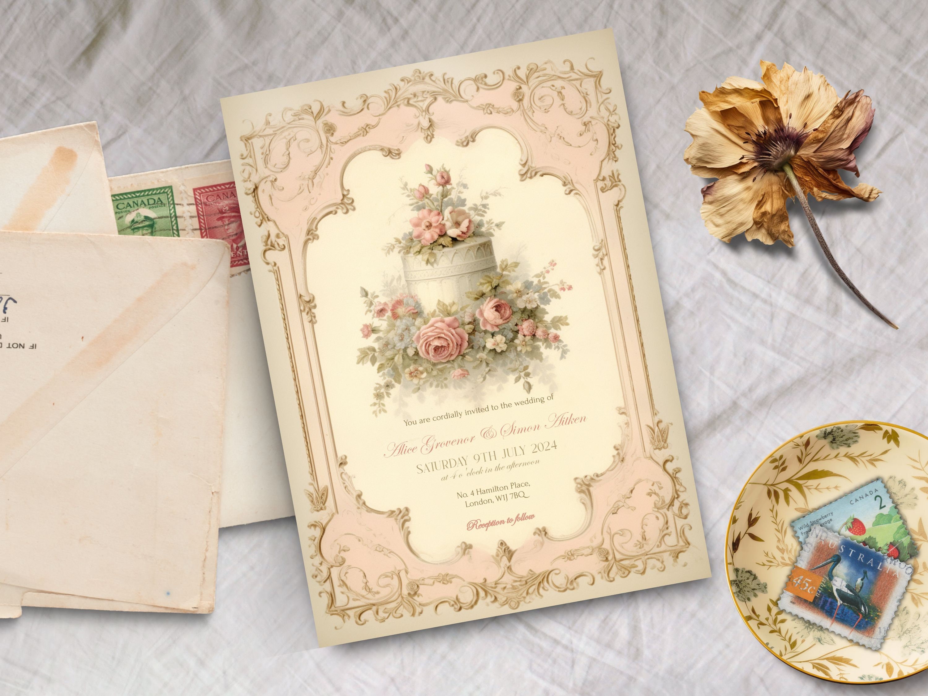 Victorian Wedding Invitation, INSTANT DOWNLOAD, Vintage Floral Invite ...