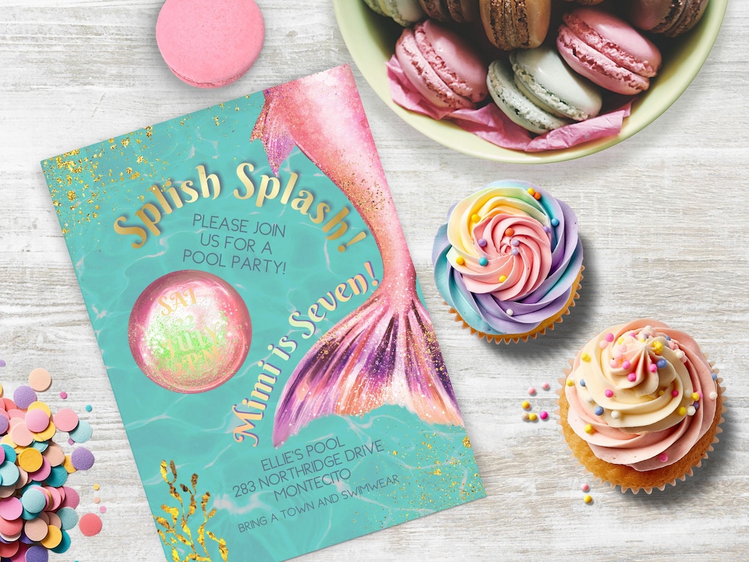 Mermaid Pool Party Invitation, INSTANT DOWNLOAD, Pool Party, Mermaid ...