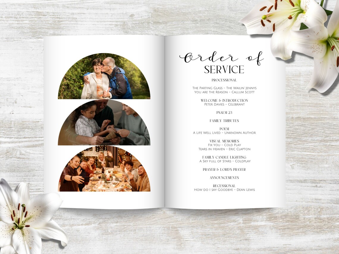 Minimal Funeral Program, INSTANT DOWNLOAD, Obituary, Celebration of ...