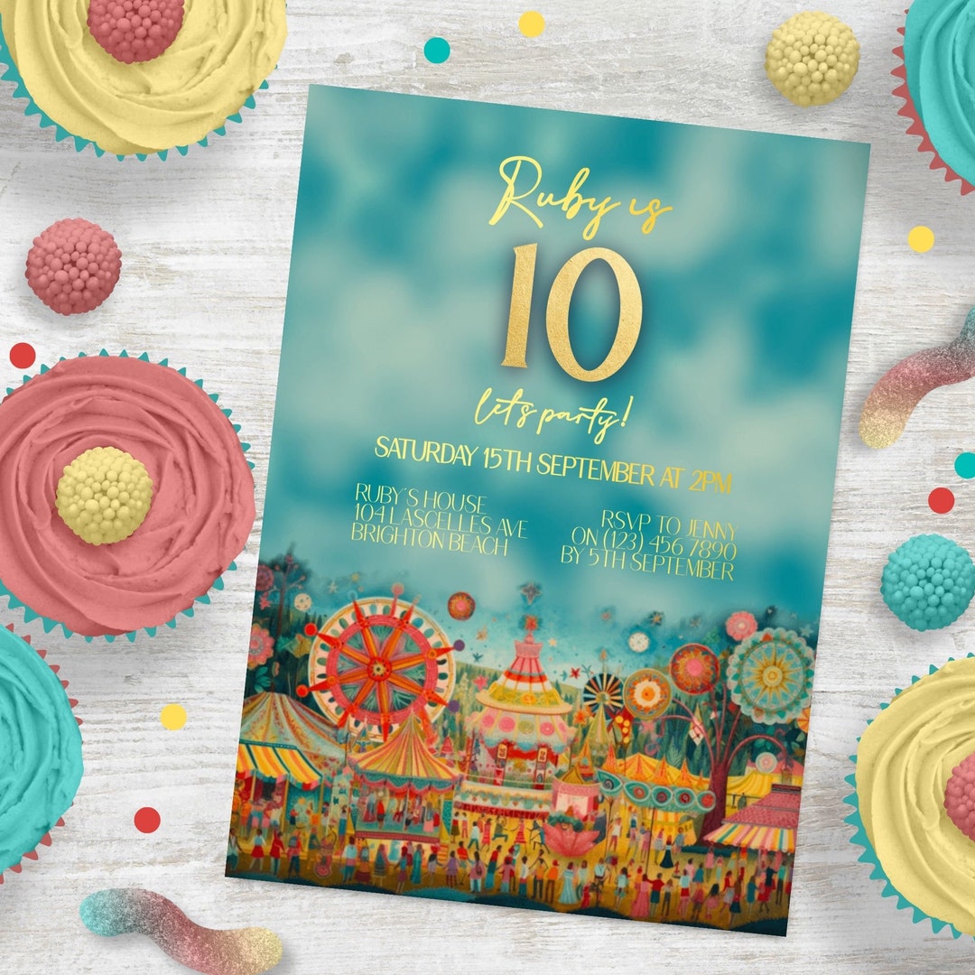 Carnival Invitation, INSTANT DOWNLOAD, Carnival Birthday Party Invite ...