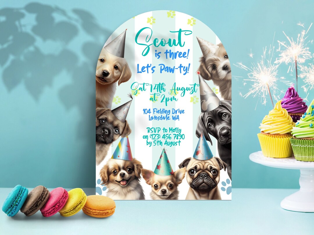 Dog Theme Birthday Party Invitation, INSTANT DOWNLOAD, Doggo Party, Let ...