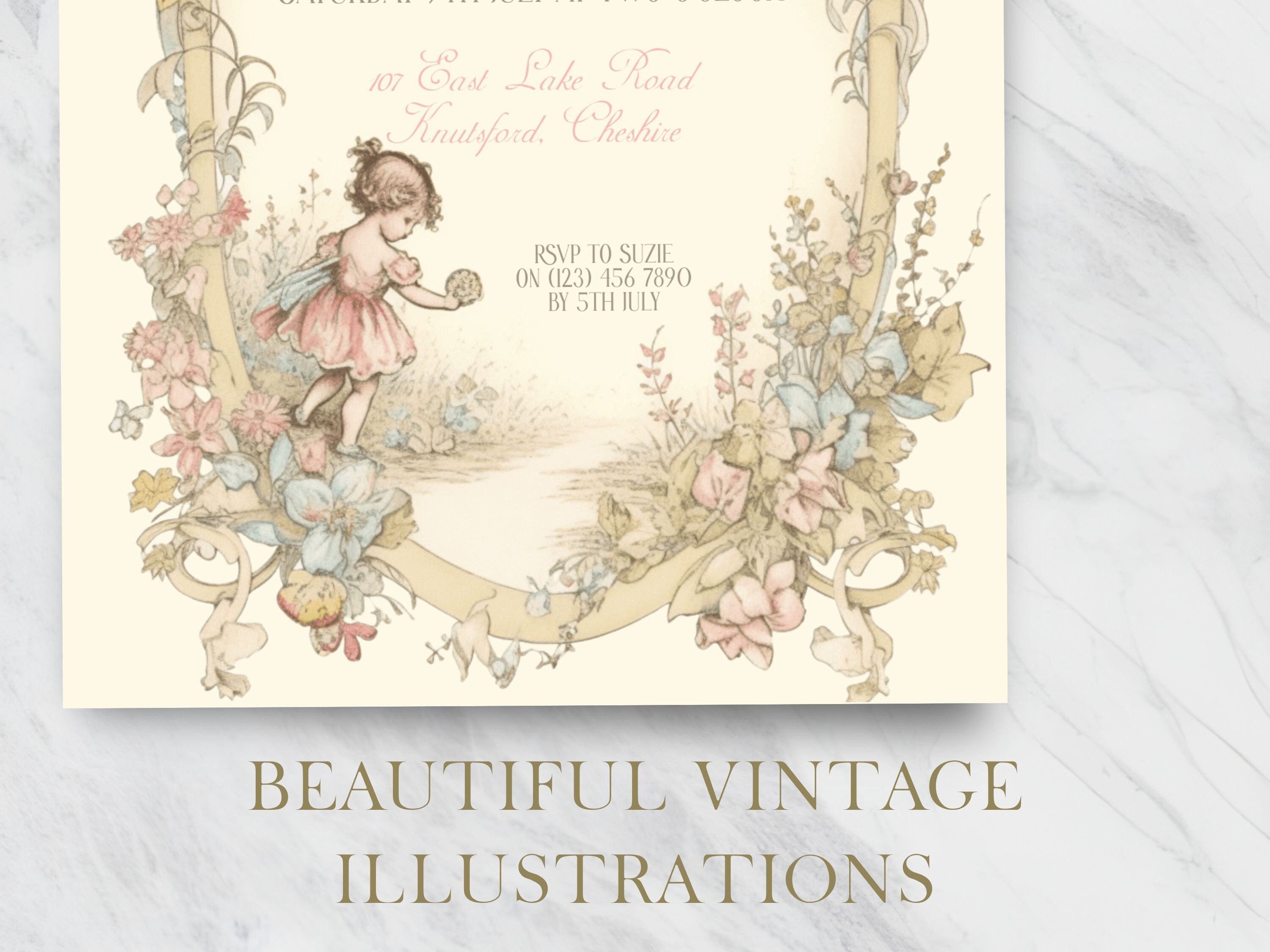 Victorian Birthday Invitation, INSTANT DOWNLOAD, Botanical Invite ...