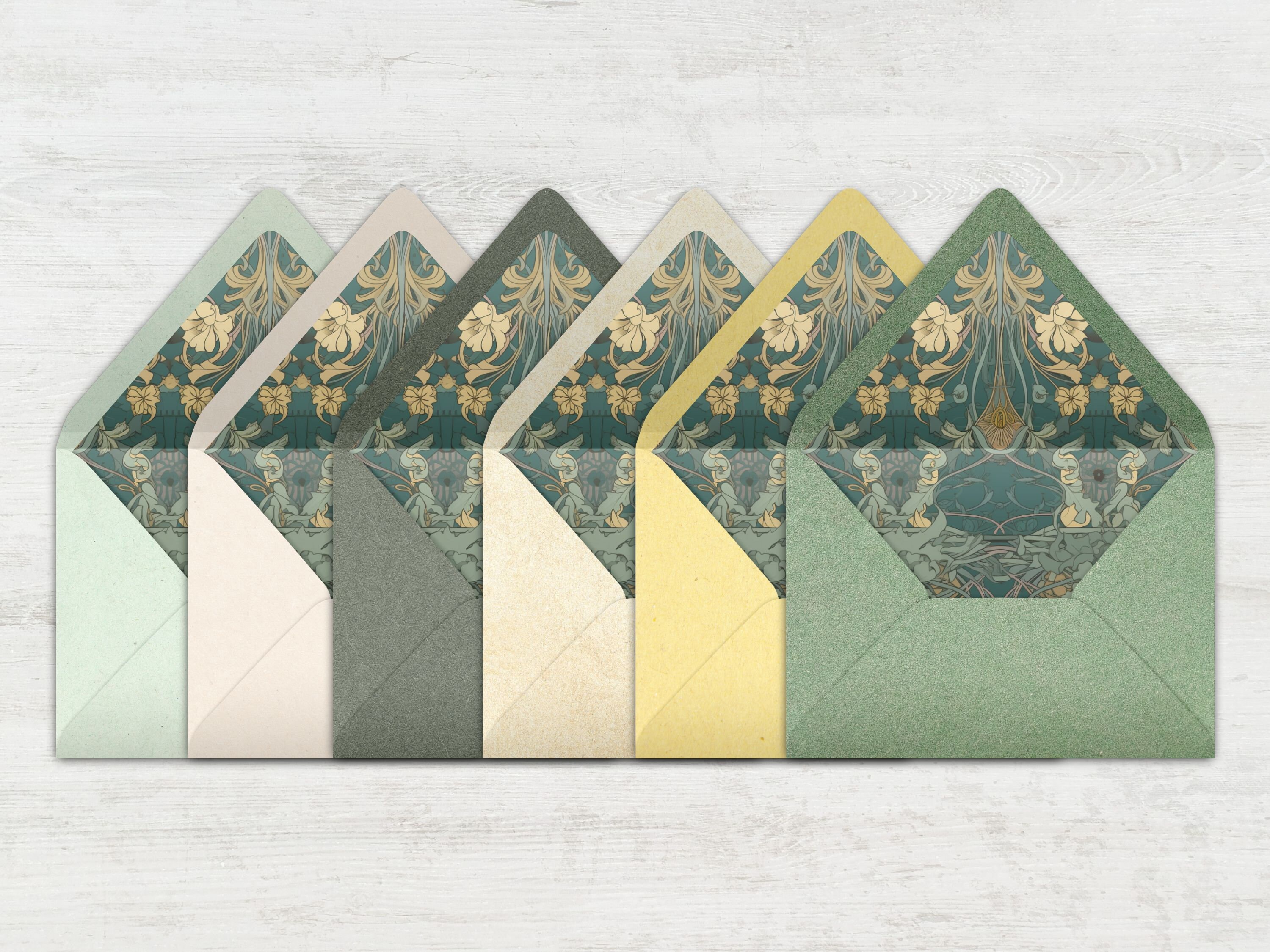 Art Nouveau Envelope Liner, INSTANT DOWNLOAD, Botanical, Envelope Liner ...