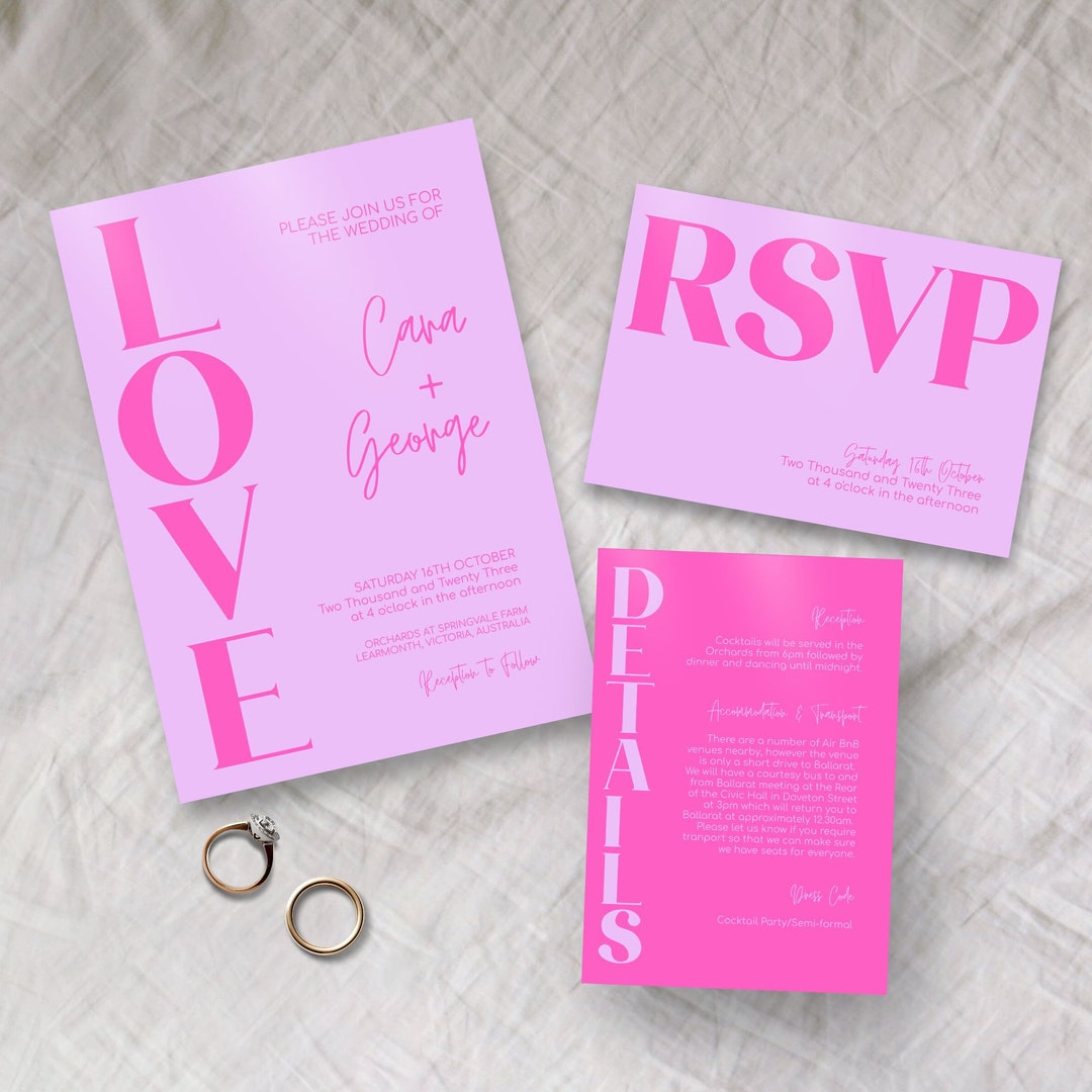 Minimal Wedding Invitation Set, INSTANT DOWNLOAD, Modern Wedding ...