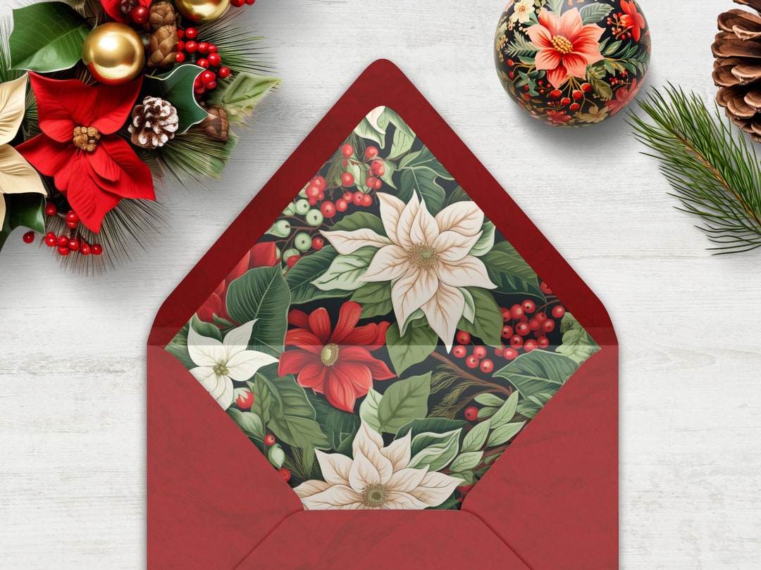 Christmas Envelope Liners, INSTANT DOWNLOAD, Holiday Envelope Liner ...