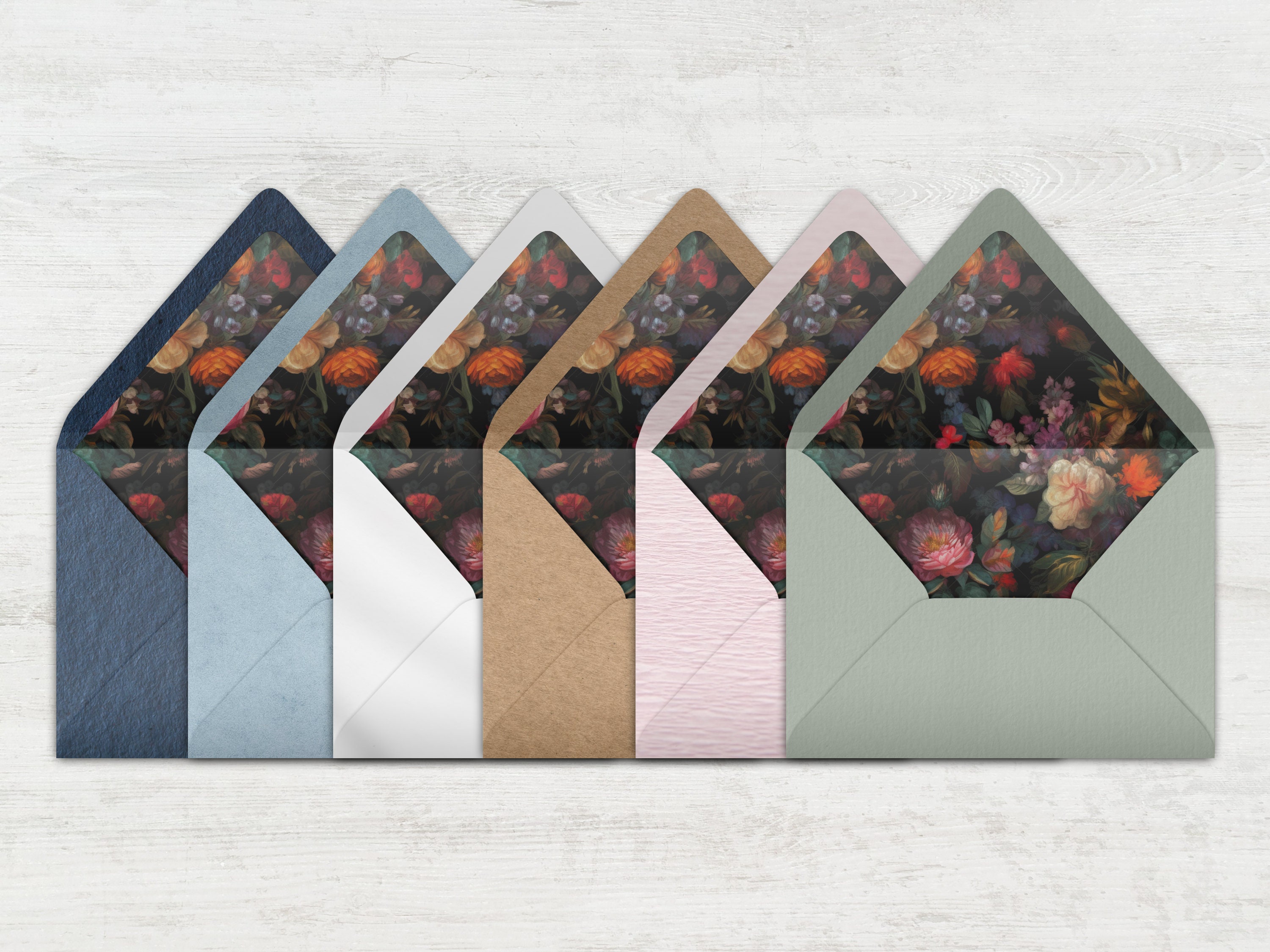 Moody Floral Envelope Liner, INSTANT DOWNLOAD, Canva Template, Liberty ...
