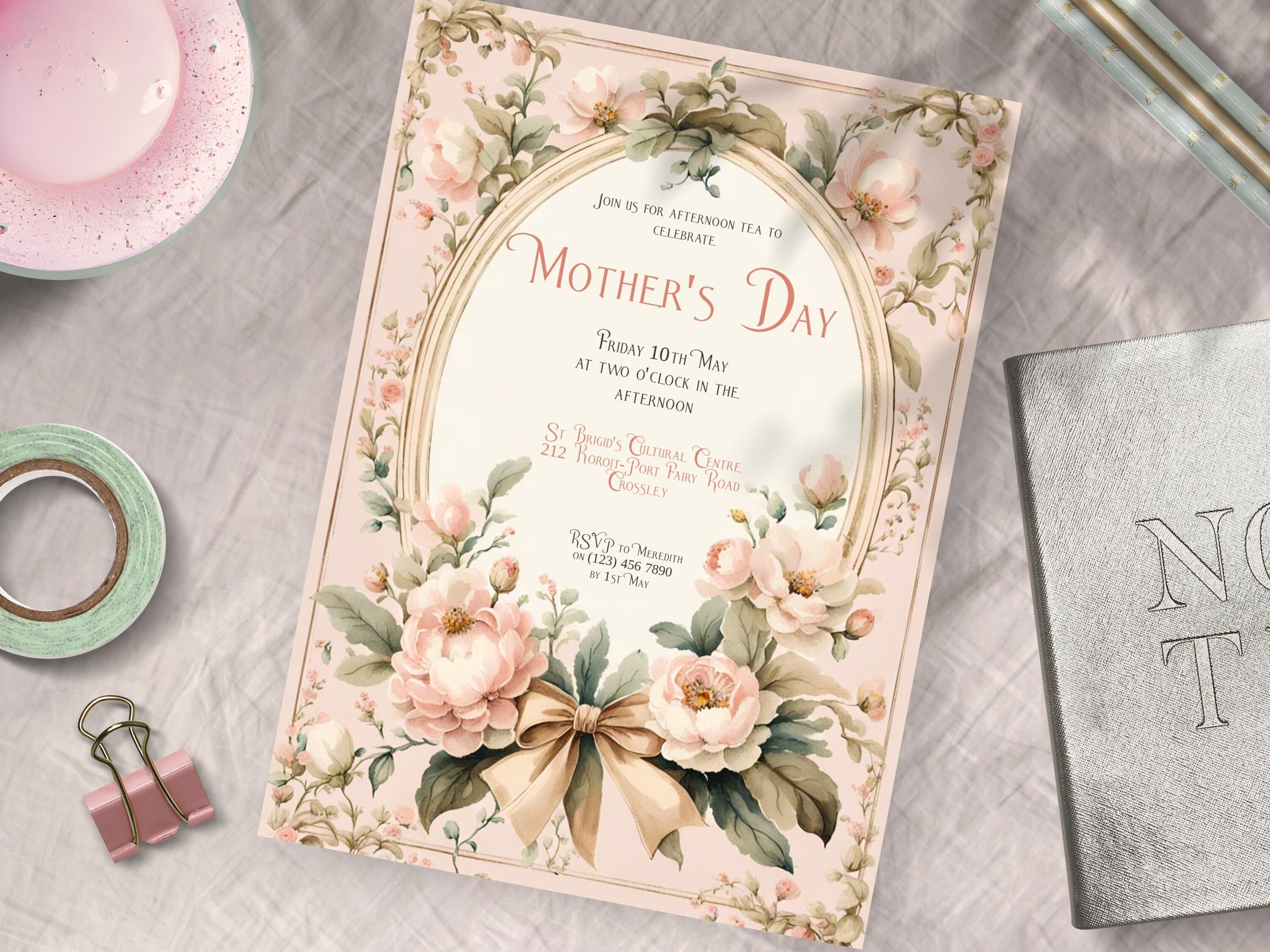 Mother's Day Party, Tea Party Invitation, INSTANT DOWNLOAD, Regency ...