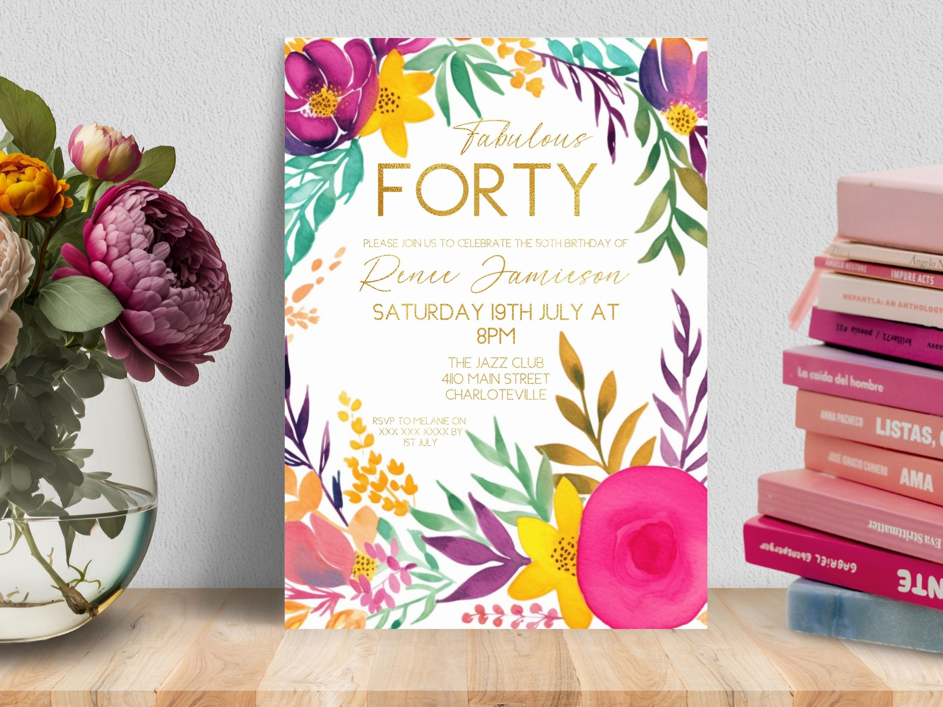 Fabulous Forty Invitation INSTANT DOWNLOAD Gold Invite - Etsy