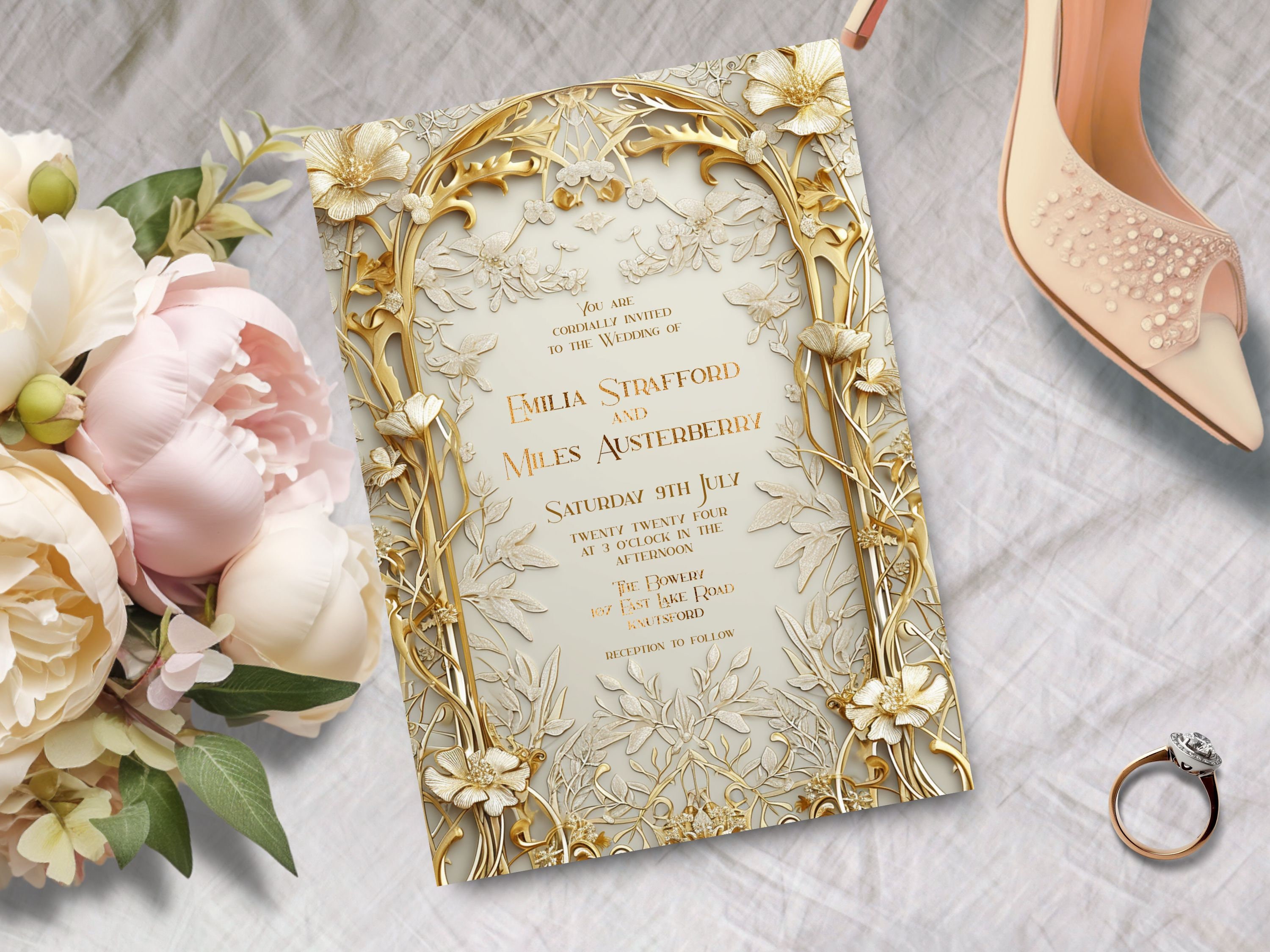 Victorian Wedding Invitation, INSTANT DOWNLOAD, Vintage Floral Invite ...