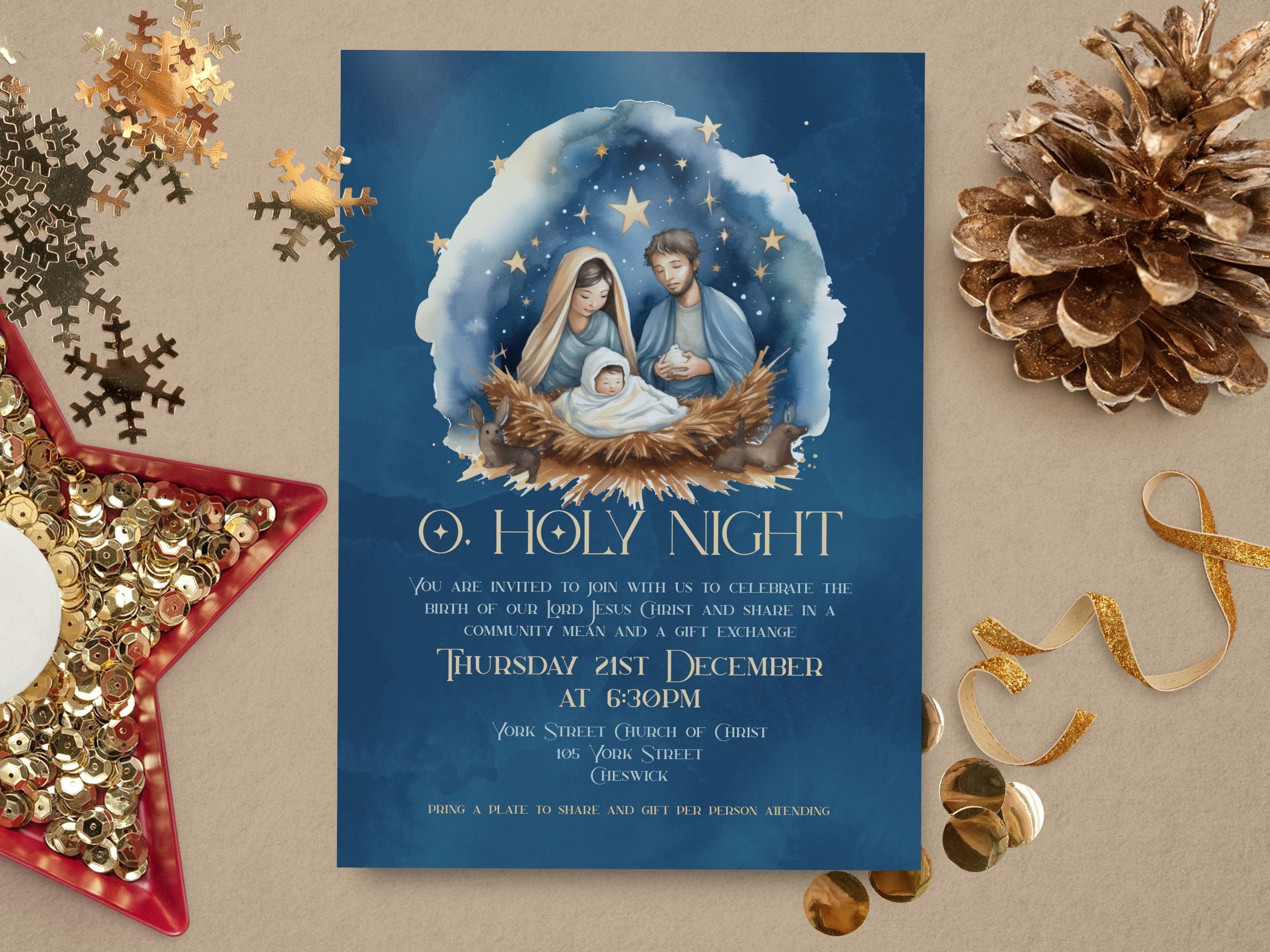 Nativity Christmas Invitation, INSTANT DOWNLOAD, Christmas Party ...