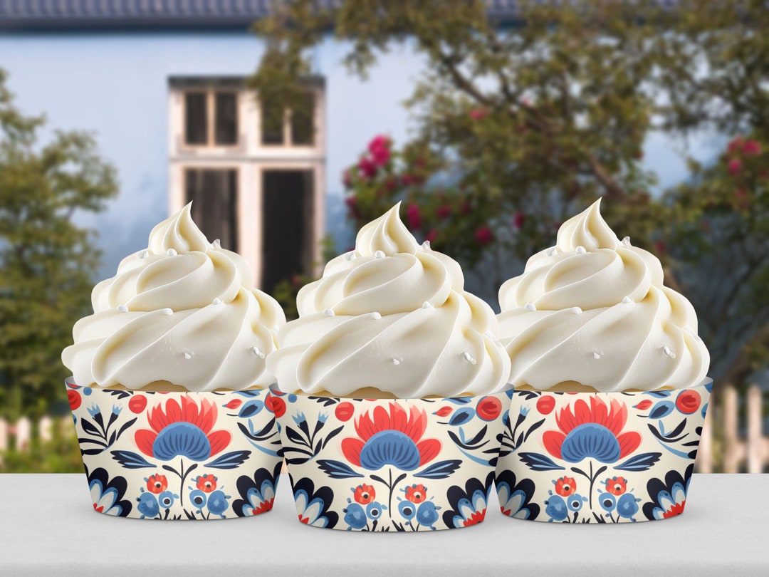 Cupcake Wrappers, INSTANT DOWNLOAD, Party Decor, Nordic Cupcake ...