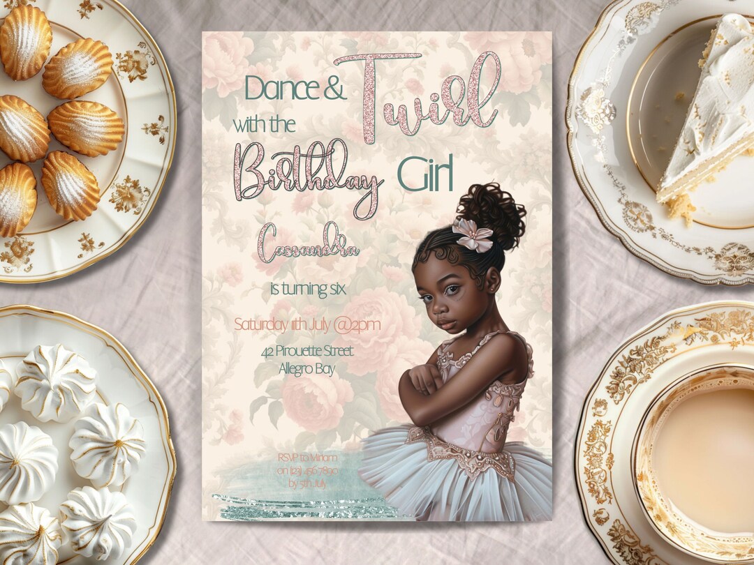 6th Birthday Invitation, INSTANT DOWNLOAD, Ballerina Birthday Invite ...