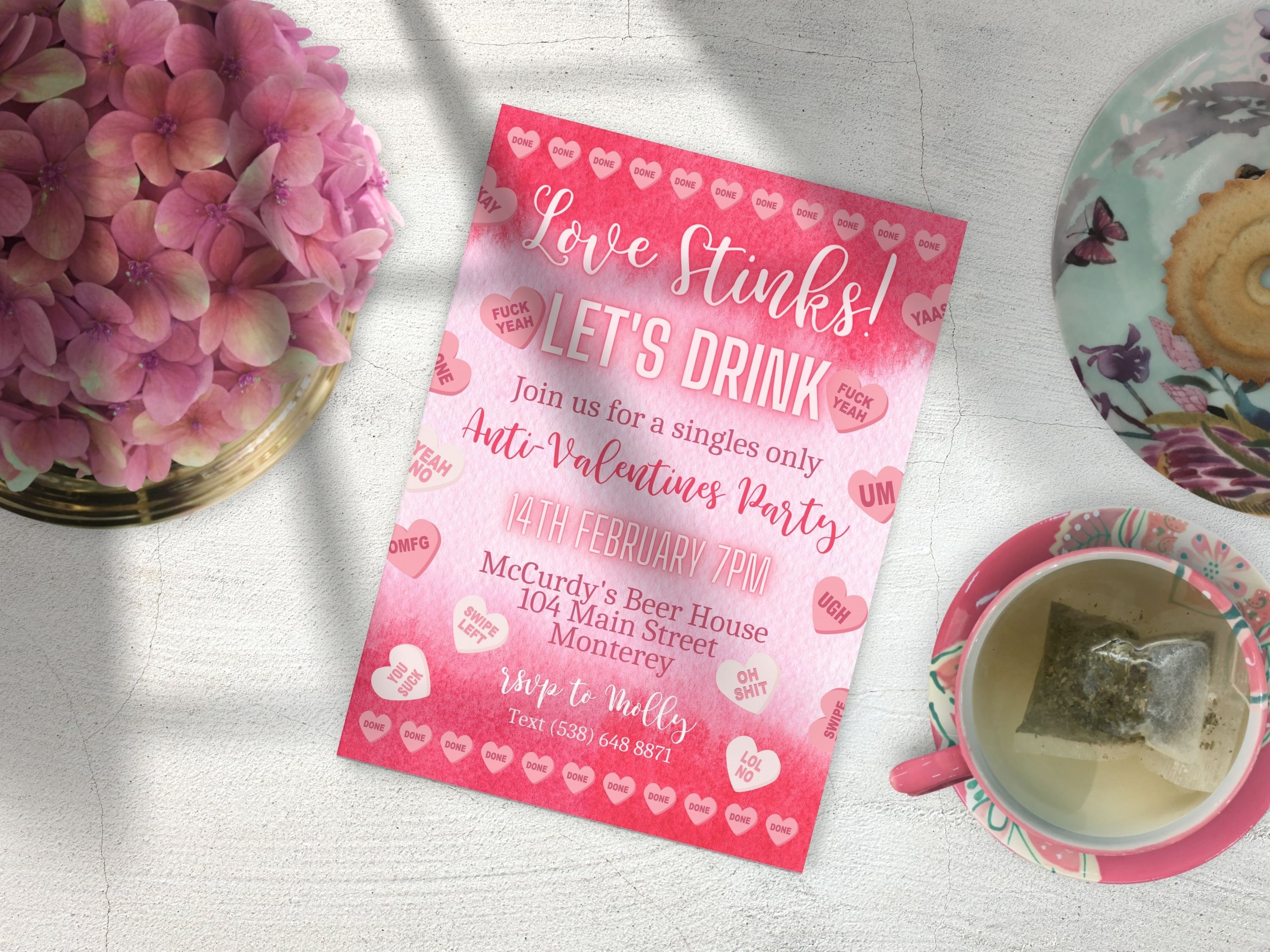 Love Stinks Let's Drink Anti-valentines Party Invite INSTANT DOWNLOAD ...
