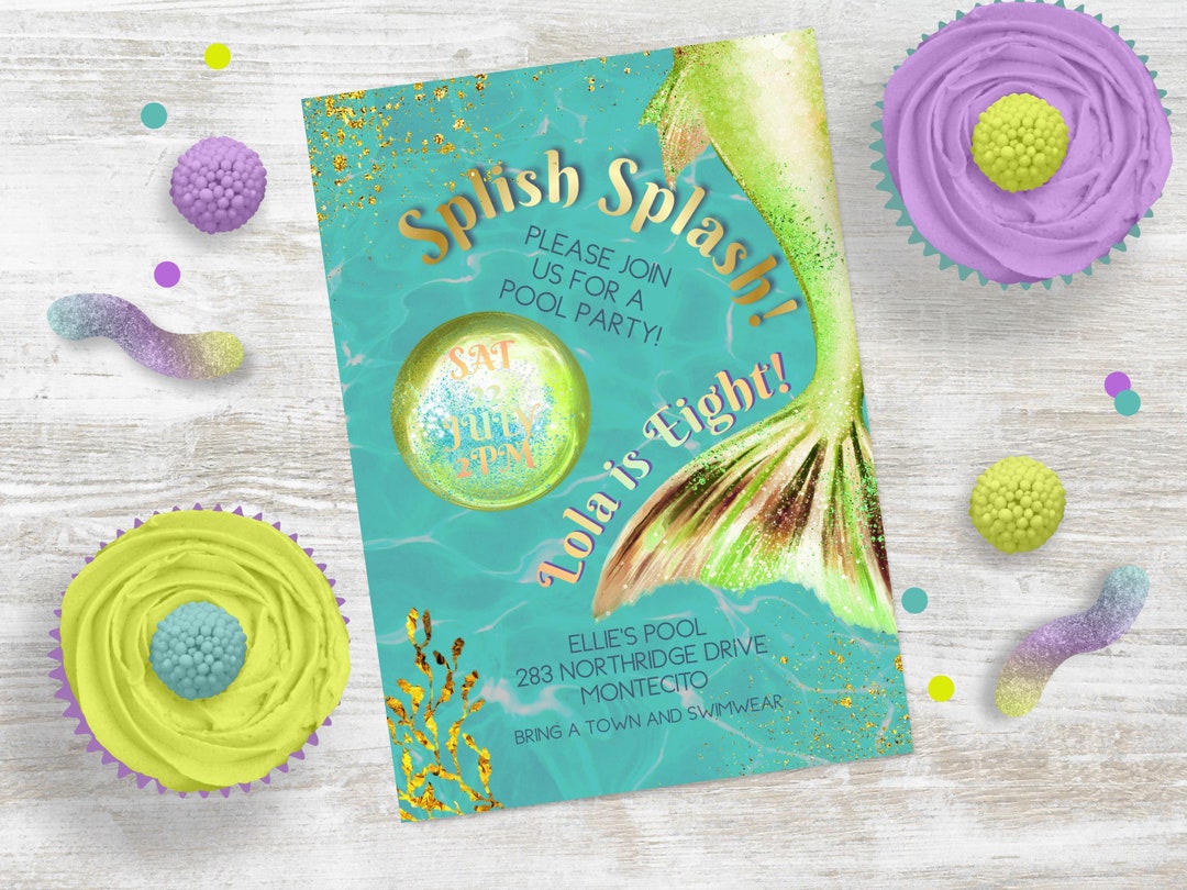 Mermaid Pool Party Invitation, INSTANT DOWNLOAD, Pool Party, Mermaid ...