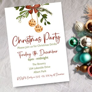 Christmas Party Invite Editable Template, INSTANT DOWNLOAD, Christmas ...