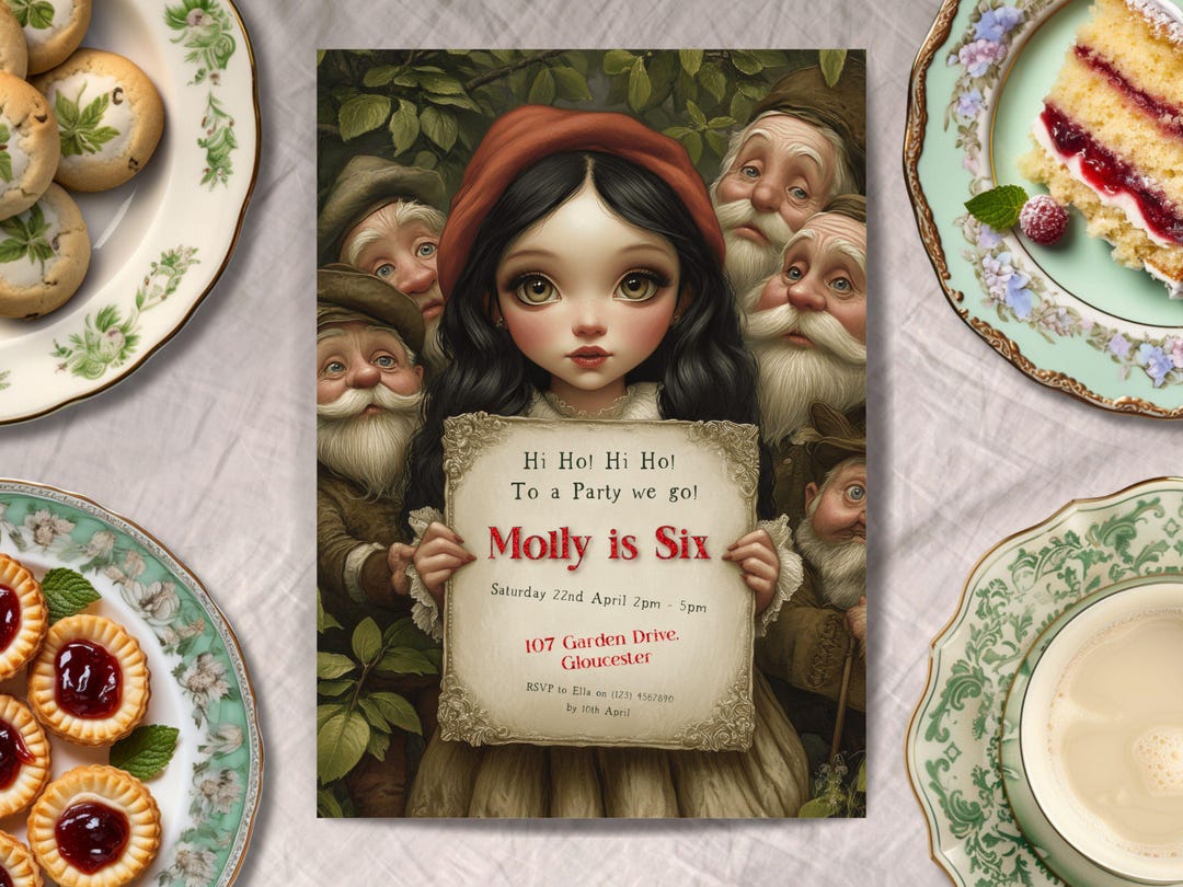 Snow White Invitation, INSTANT DOWNLOAD, Seven Dwarves Invite ...
