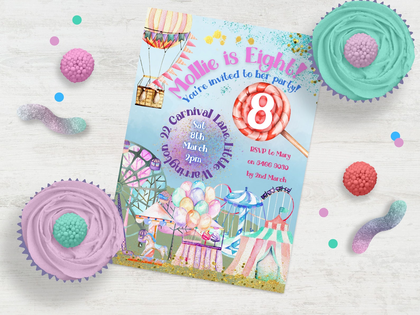 Carnival Party Invite INSTANT DOWNLOAD Amusement Park Birthday ...