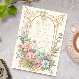Victorian Bridal Shower Invitation, INSTANT DOWNLOAD, Vintage Floral ...