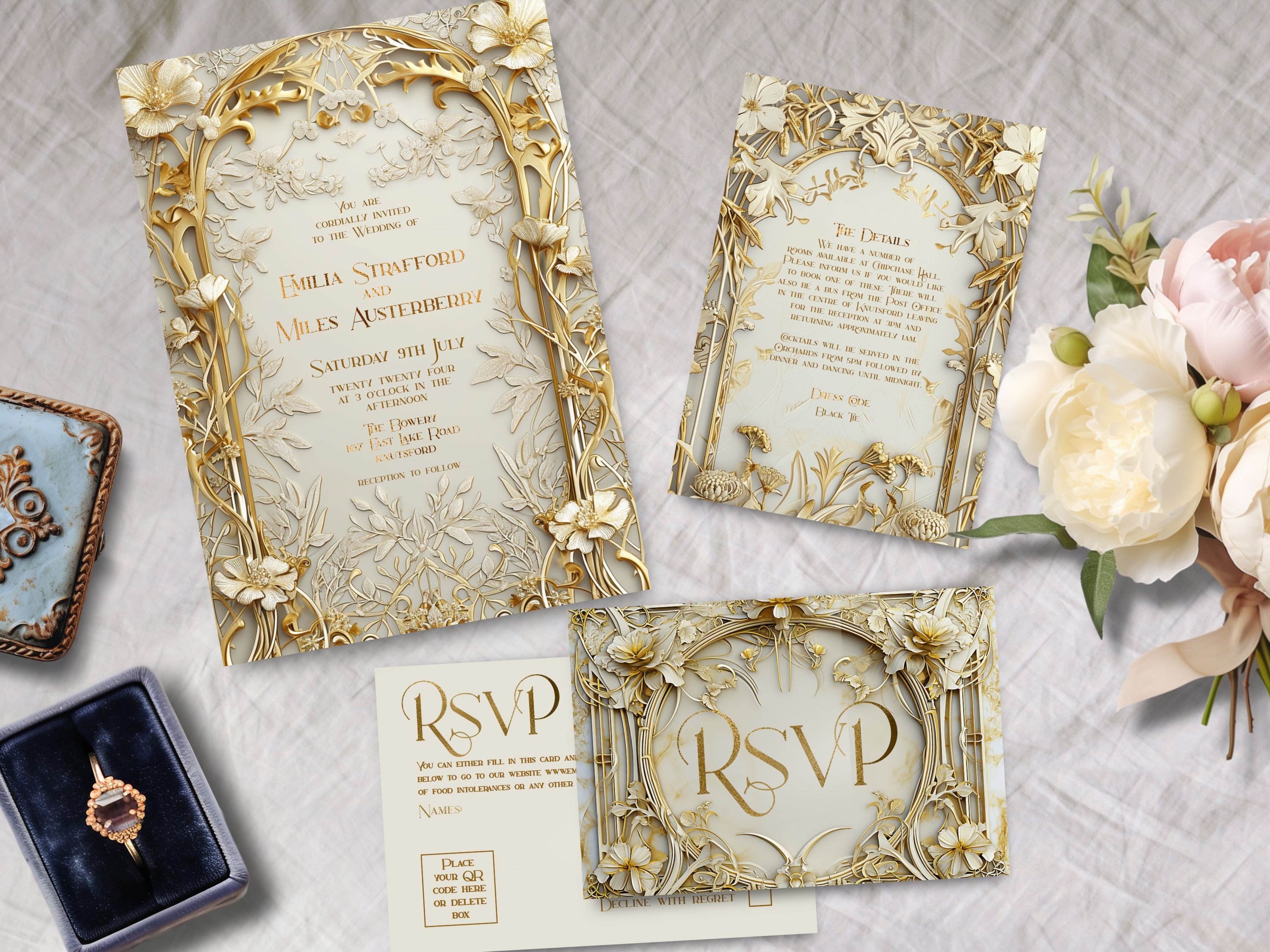 Art Nouveau Wedding Bundle, INSTANT DOWNLOAD, Art Deco, Victorian ...